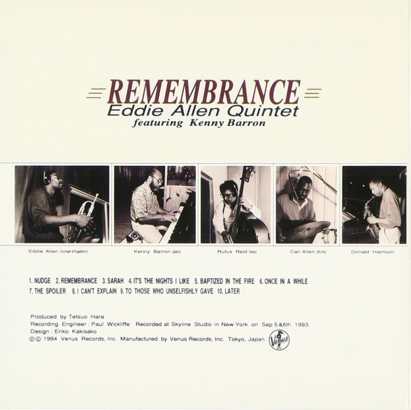 Eddie Allen Quintet: Remembrance - CD | Opus3a