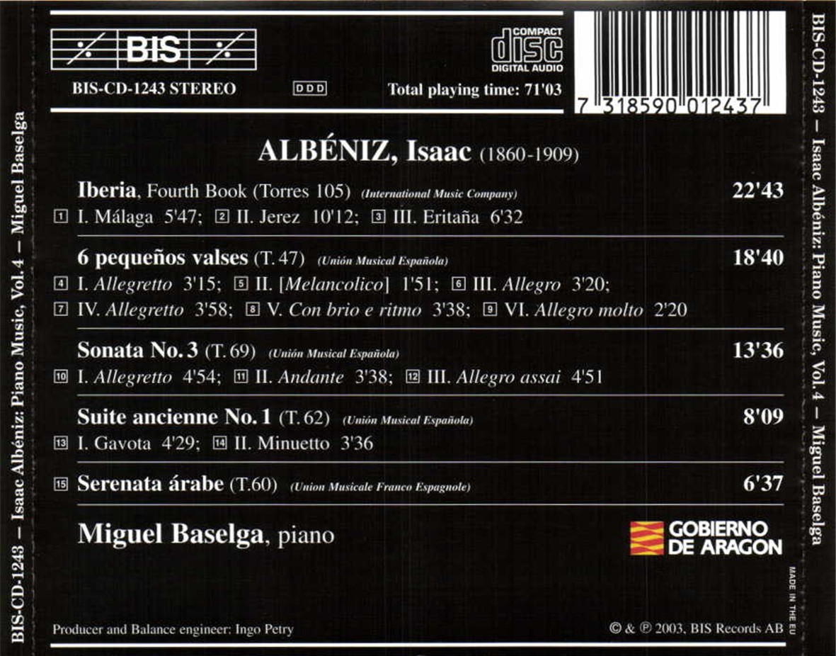Miguel Baselga: Albéniz: Complete Piano Music, Vol. 4 - CD | Opus3a