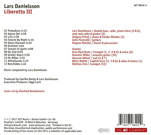 Lars Danielsson: Liberetto III - CD | Opus3a